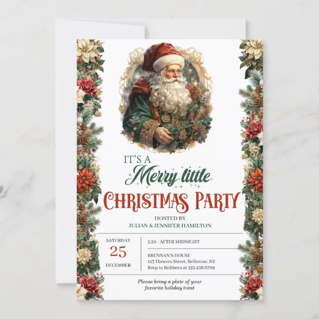 Elegant vintage retro classic Santa Claus Invitation | Zazzle