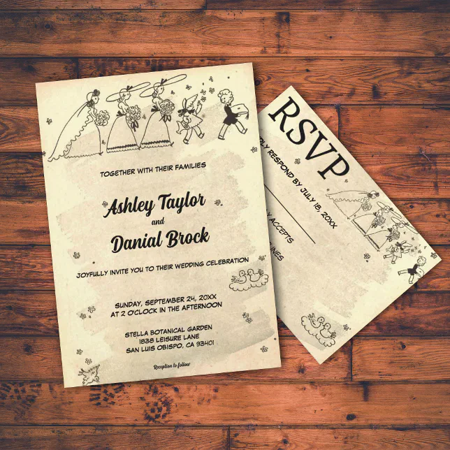 Elegant Vintage Retro Old Rustic Stylish Wedding Invitation | Zazzle