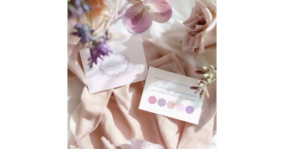 Elegant Vintage Romantic Pink Purple Color Palette Enclosure Card | Zazzle