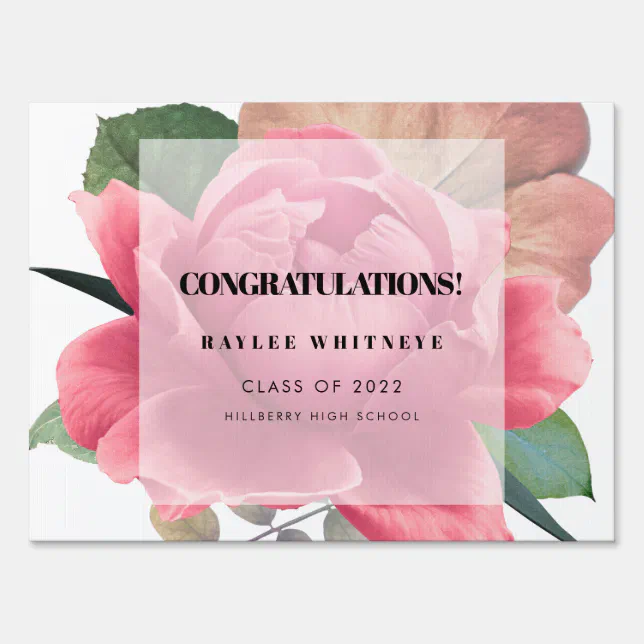 Elegant vintage rose Congratulations graduate Sign | Zazzle