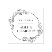 Elegant Vintage Round Frame Ex Libris Name Rubber Stamp | Zazzle