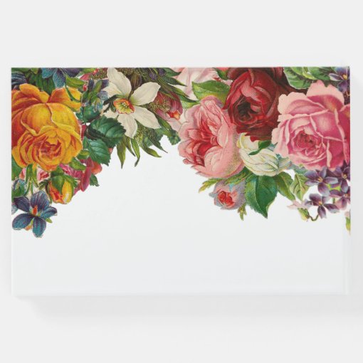 Elegant vintage rustic roses flowers Wedding Guest Book | Zazzle