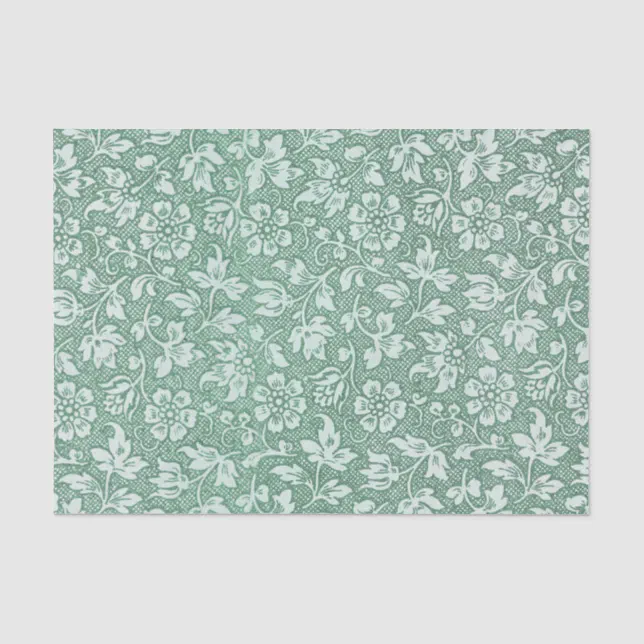 Elegant Vintage Sage Green Floral Pattern Tissue Paper | Zazzle