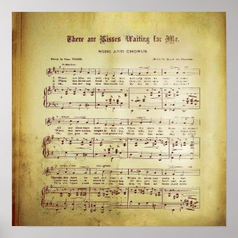 Elegant Vintage Sheet Music Notes Love Song Poster | Zazzle