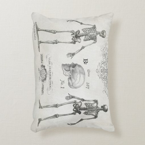 Elegant vintage skeleton skull halloween pillow. decorative pillow | Zazzle