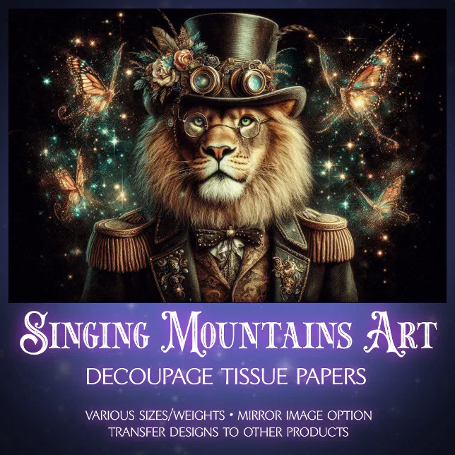 Elegant Vintage Steampunk Lion Decoupage Tissue Paper | Zazzle