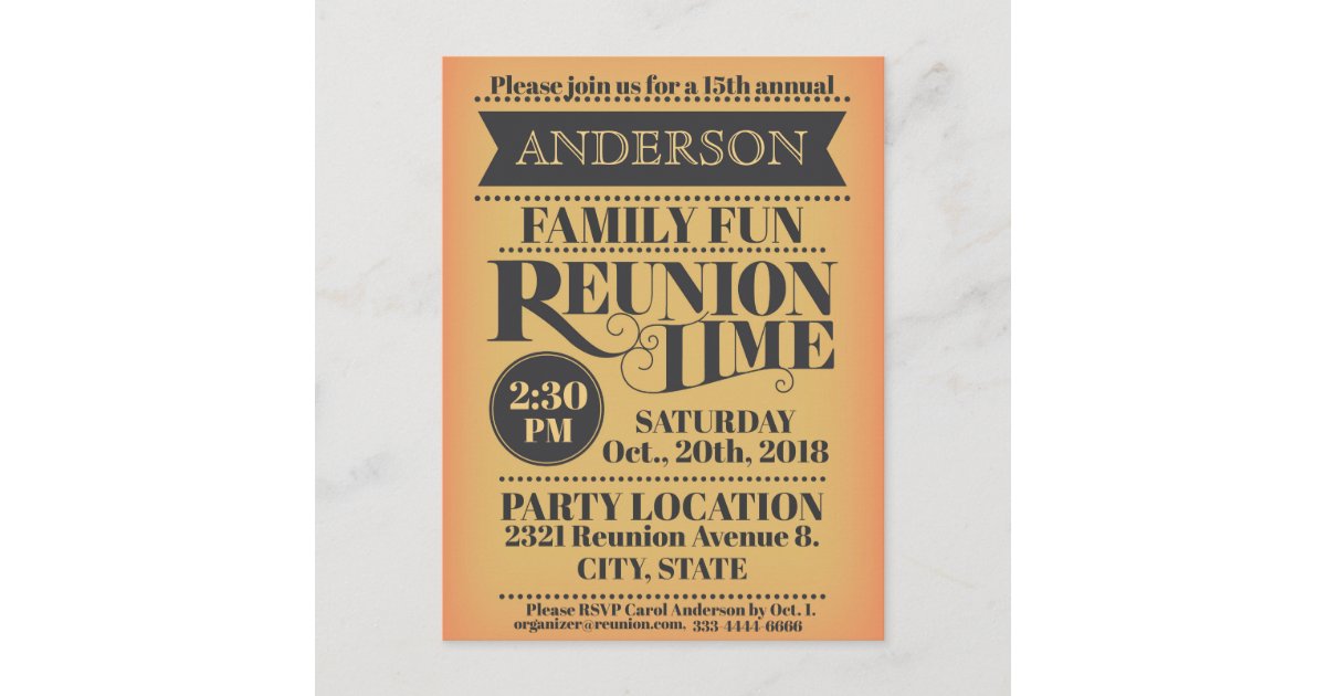 Elegant vintage style family reunion design postcard | Zazzle