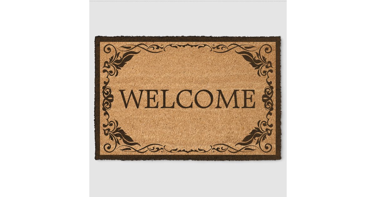 Elegant Vintage Stylish Trendy Welcome On Coir Fiber Doormat | Zazzle