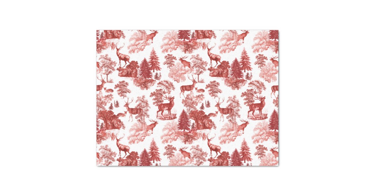 Elegant Vintage Toile Red Deer in Woodland Tissue Paper | Zazzle