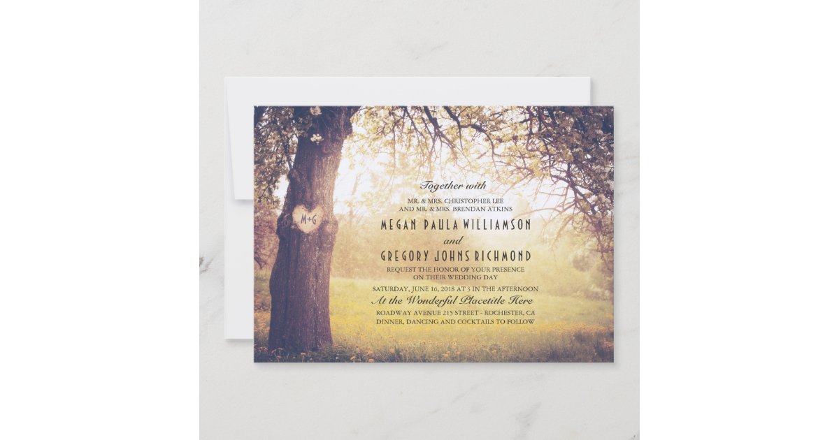 Elegant Vintage Tree Wedding Invitation | Zazzle