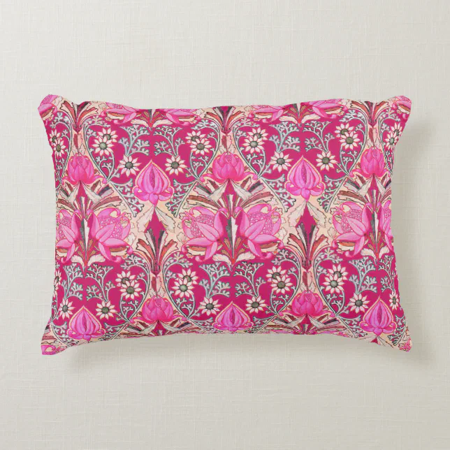 Elegant Vintage Victorian Pink Floral Pattern Accent Pillow | Zazzle