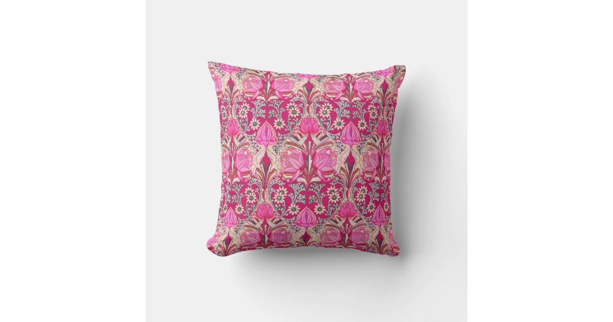 Elegant Vintage Victorian Pink Flowers Pattern Throw Pillow | Zazzle