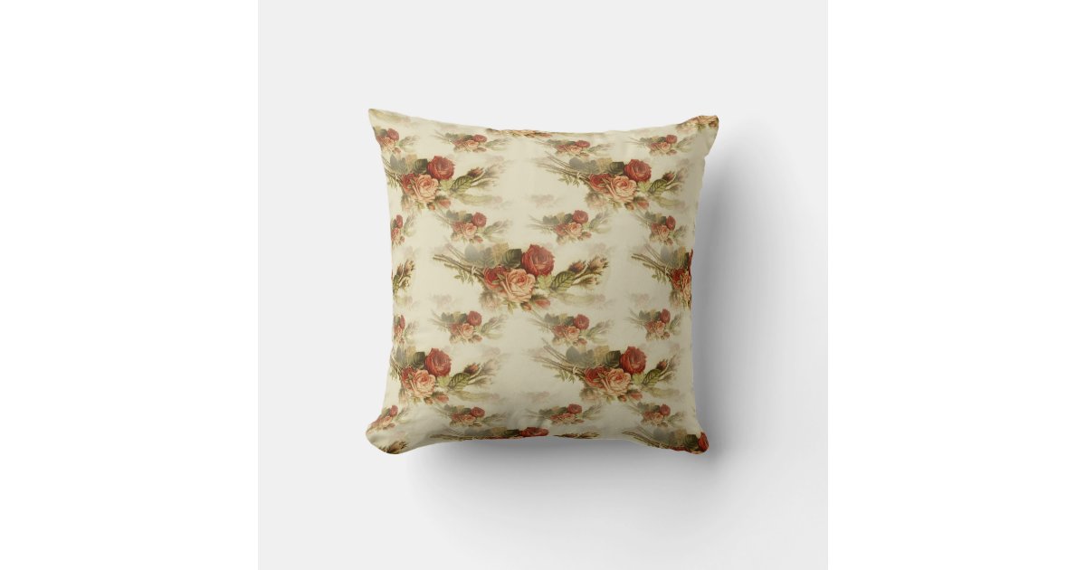 Elegant Vintage Victorian Rose Floral Pattern Throw Pillow | Zazzle
