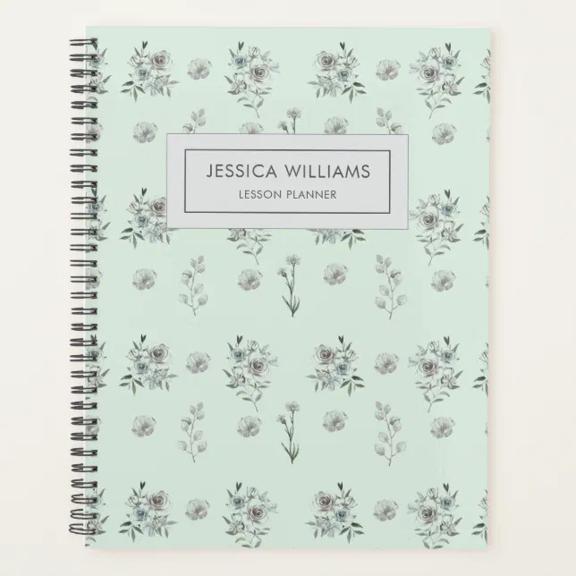 Elegant Vintage Watercolor Floral Teacher Lesson Planner | Zazzle