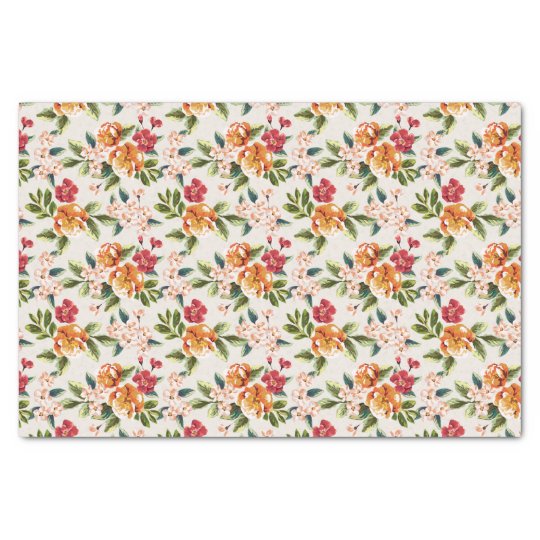 Elegant Vintage Watercolor Flowers Pattern Tissue Paper | Zazzle.com