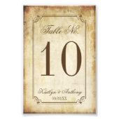 Elegant Vintage Wedding 4" x 6" Table Numbers Photo Print | Zazzle