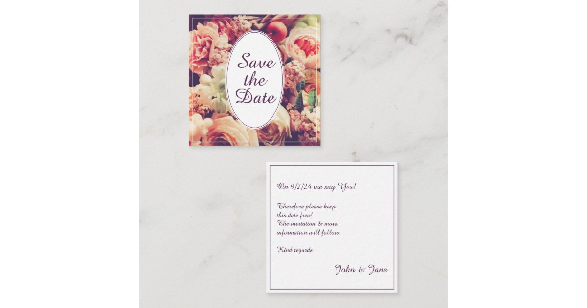 Elegant Vintage Wedding Announcement, Flower Motif Note Card | Zazzle