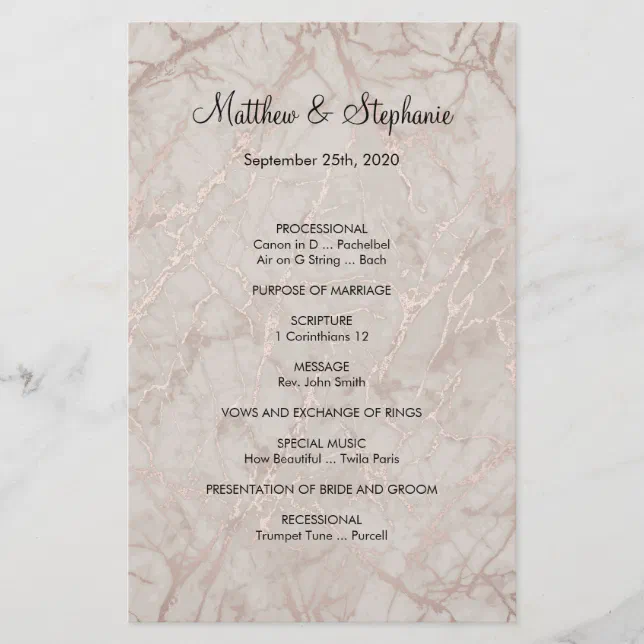elegant vintage Wedding Program Flyer 5.5" x 8.5" | Zazzle