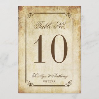 Elegant Vintage Wedding Table Number Cards | Zazzle