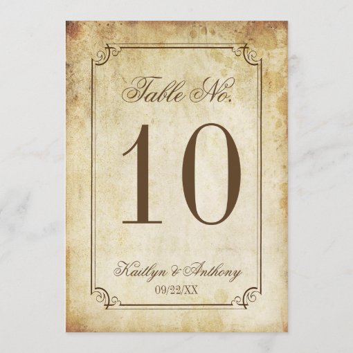Elegant Vintage Wedding Table Number Cards | Zazzle
