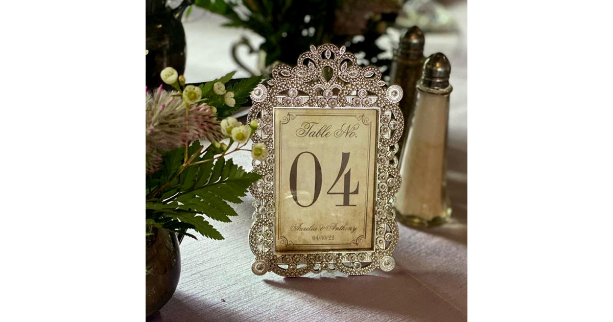 Elegant Vintage Wedding Table Numbers x 4 | Zazzle