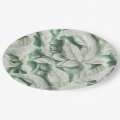 Elegant vintage white green botanical leaf pattern paper plates | Zazzle