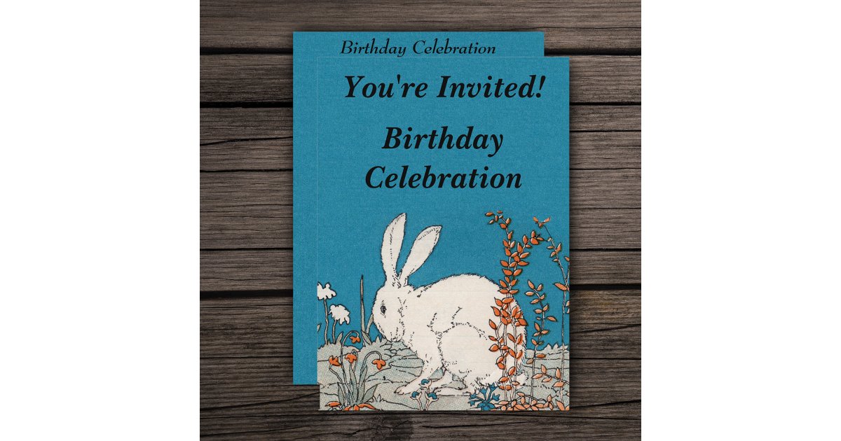 Elegant Vintage White Rabbit Birthday Invitation | Zazzle