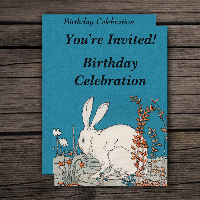 Elegant Vintage White Rabbit Birthday Invitation | Zazzle