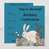 Elegant Vintage White Rabbit Birthday Invitation | Zazzle