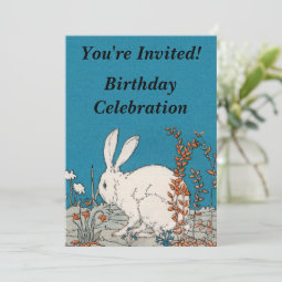 Elegant Vintage White Rabbit Birthday Invitation | Zazzle