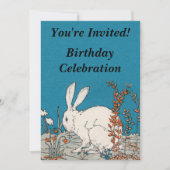 Elegant Vintage White Rabbit Birthday Invitation | Zazzle