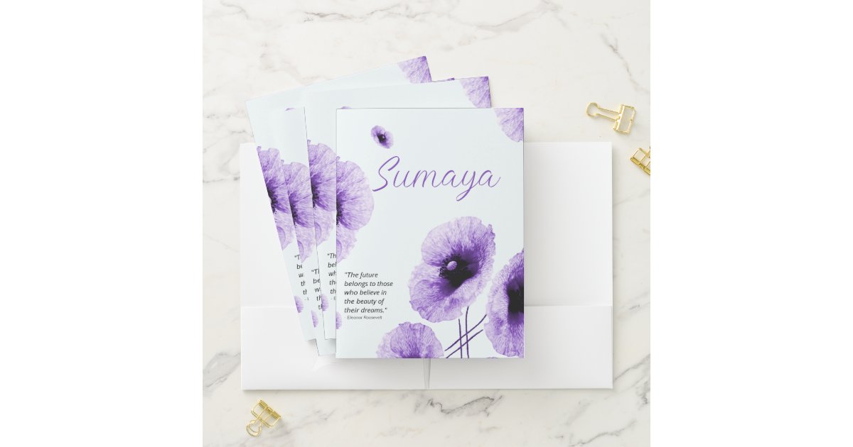Elegant Violet Floral Customizable Pocket Folder | Zazzle