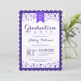 Elegant Violet Purple & White Graduation Party Invitation | Zazzle