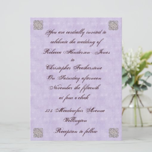Elegant Violet Vintage Wedding Invitation | Zazzle