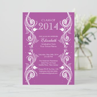 Elegant Violet White Graduation Party Invitation | Zazzle