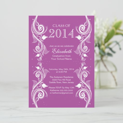 Elegant Violet White Graduation Party Invitation | Zazzle