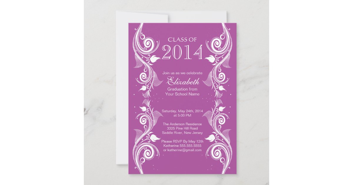 Elegant Violet White Graduation Party Invitation | Zazzle