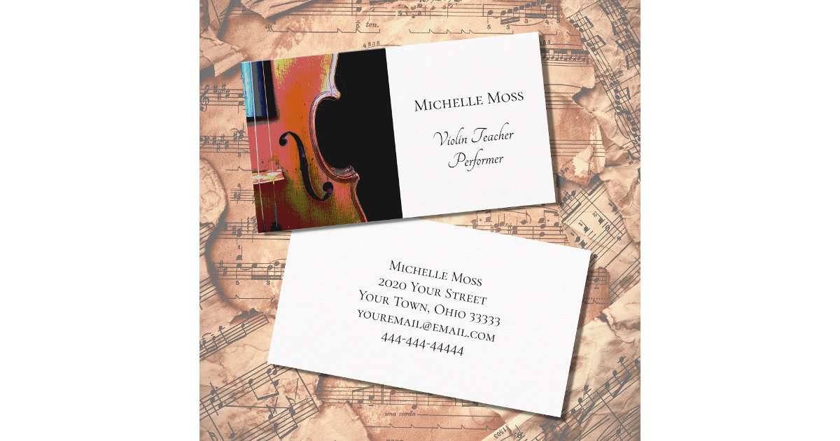 Elegant Violin Musical Instrument Business Card | Zazzle