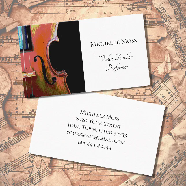 Elegant Violin Musical Instrument Business Card | Zazzle