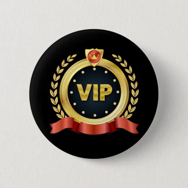 Elegant VIP Black Access Badge Pinback Button | Zazzle