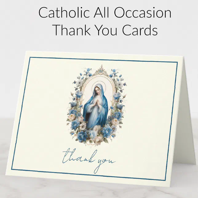Elegant Virgin Mary Religious Catholic Floral Holiday Card | Zazzle