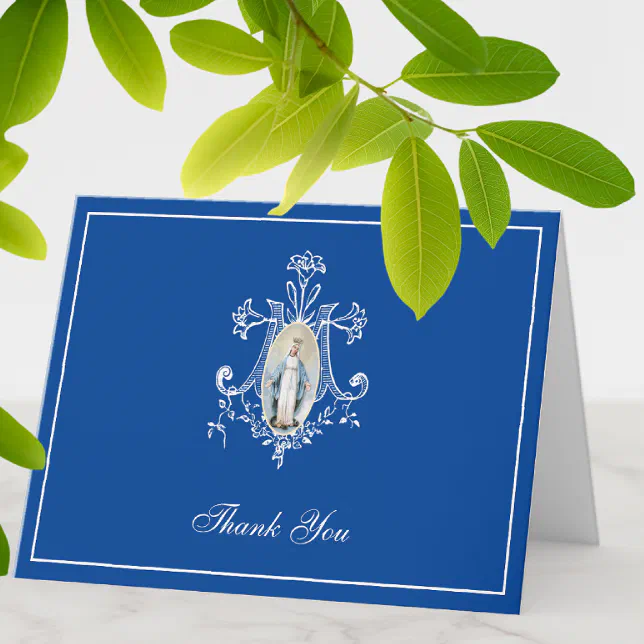 Elegant Virgin Mary Religious Catholic Floral Holiday Card | Zazzle