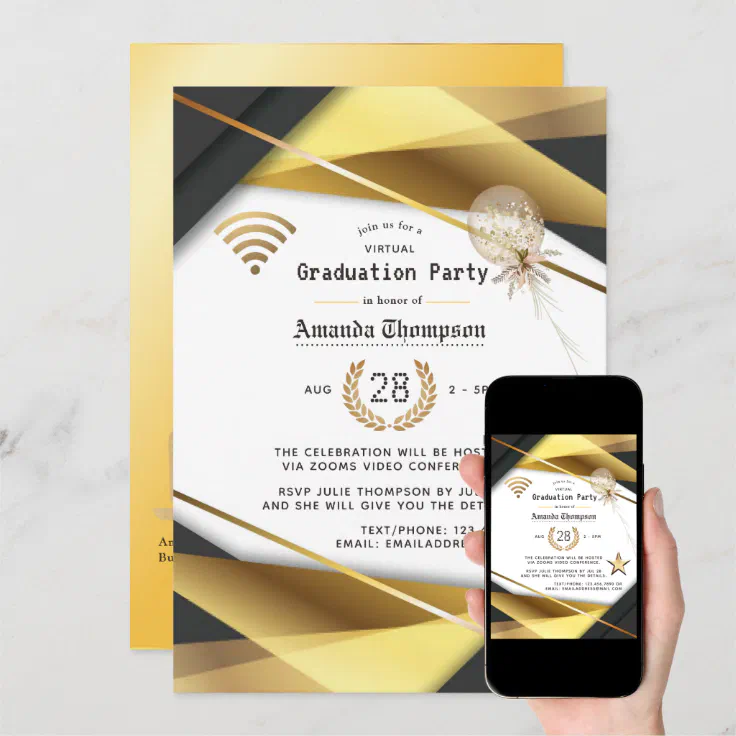 Elegant Virtual Graduation Party Certificate Invitation | Zazzle
