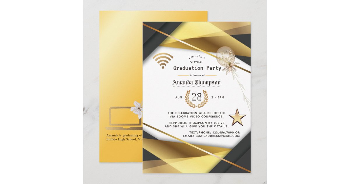 Elegant Virtual Graduation Party Certificate Invitation | Zazzle