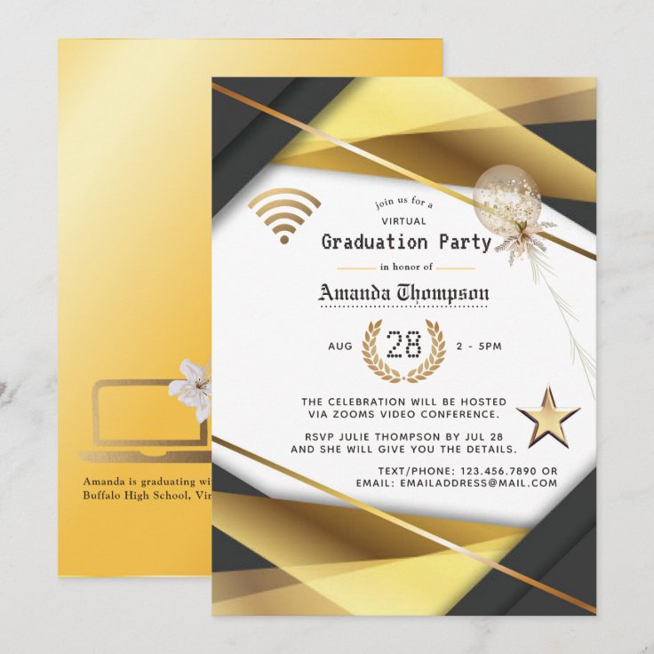 Elegant Virtual Graduation Party Certificate Invitation | Zazzle