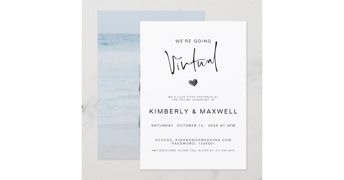 Elegant Virtual Photo Online Wedding Invitation | Zazzle