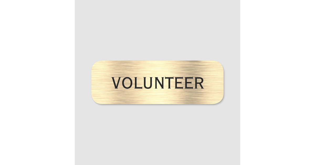Elegant Volunteer Black And Gold Name Tag | Zazzle