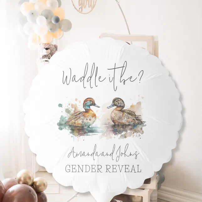 Elegant Waddle It Be Duck Gender Reveal Decor Balloon | Zazzle