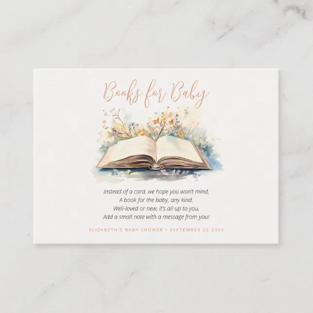Elegant Watercolor A New Chapter Baby Shower Enclosure Card | Zazzle