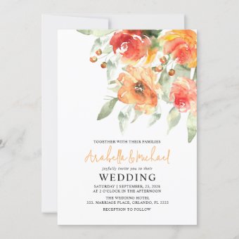 Elegant Watercolor Apricot Floral Invitation | Zazzle
